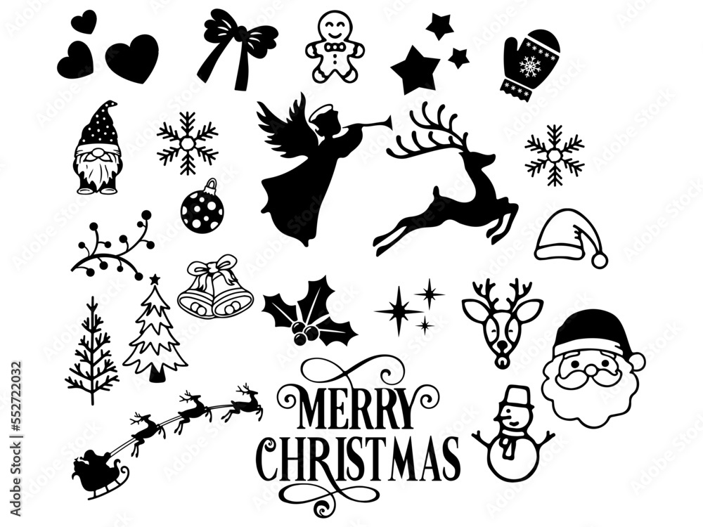 Christmas Bundle Silhouettes Svg, Images, Holiday Svg, Reindeer Svg ...