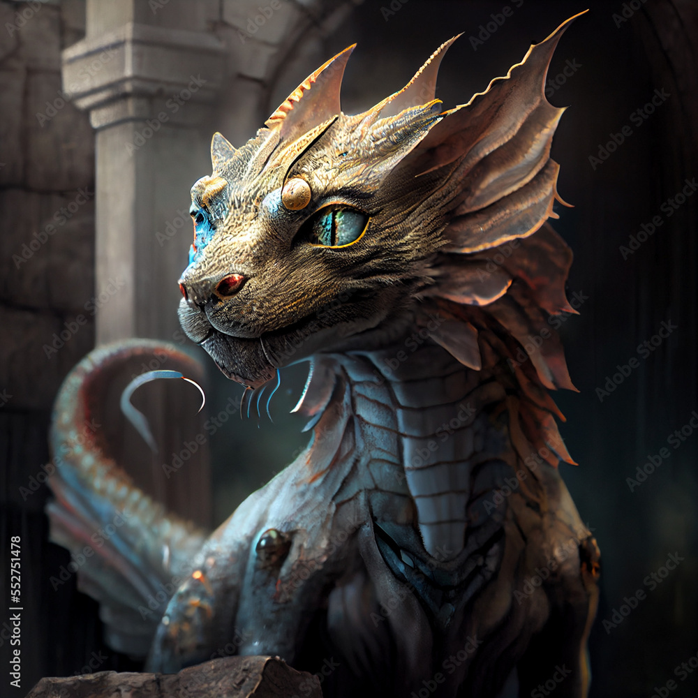 Dragon Cat Hybrid, AI Stock Illustration | Adobe Stock