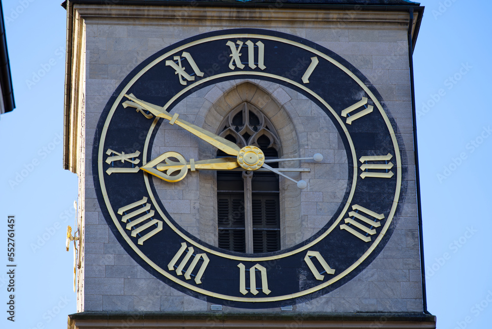 Church tower with largest church clock face in Europe of medieval ...