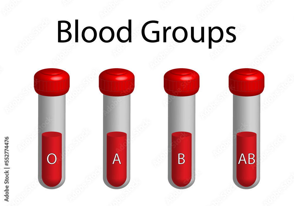 Vektor Blood groups in test tube 3d design. ABO Blood groups. Blood ...