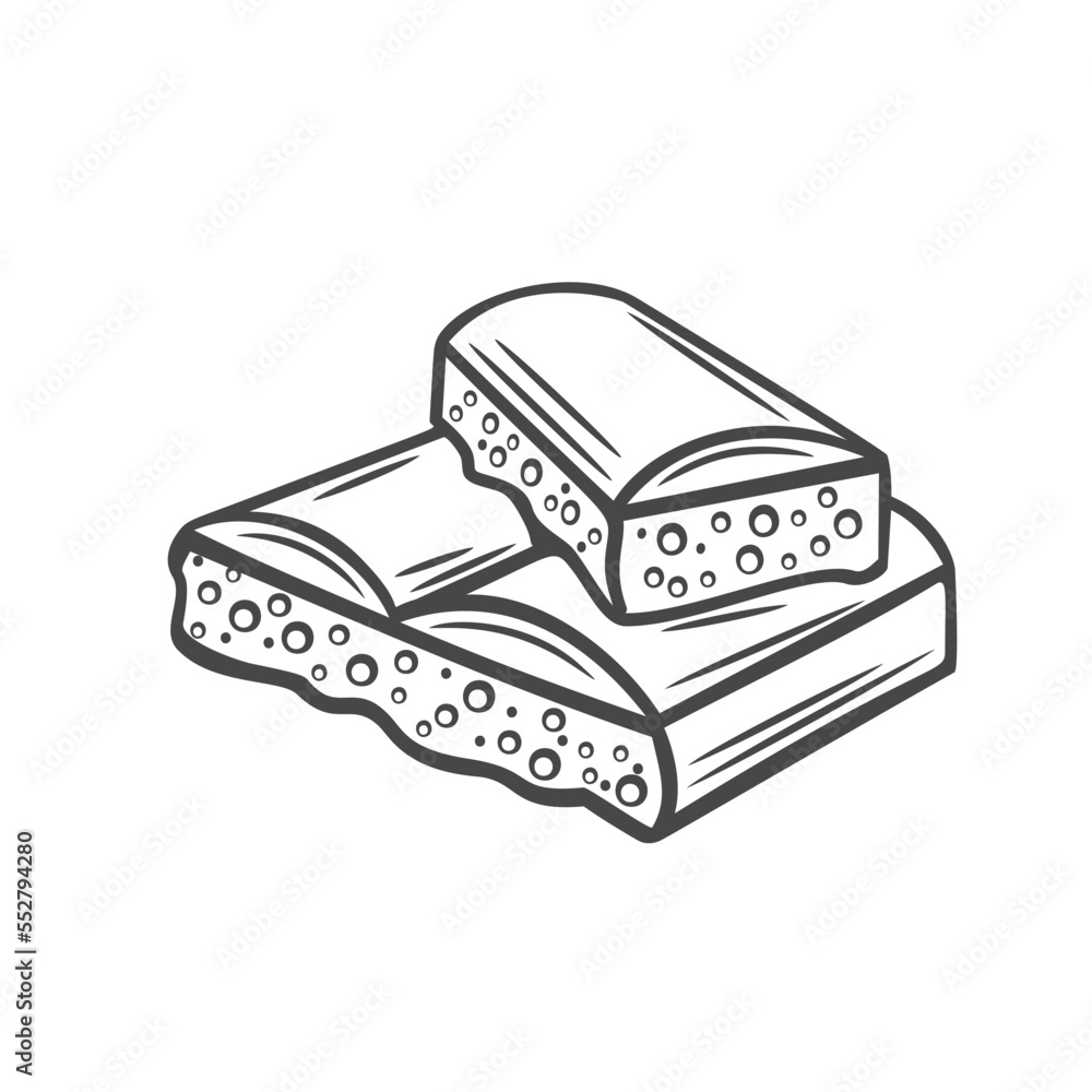 Chocolate bar pieces line icon vector illustration. Hand drawn outline ...
