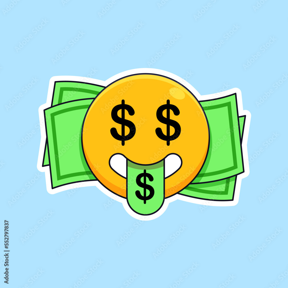 Stock-Vektorgrafik „money mouth face emoji vector illustration. dollar ...