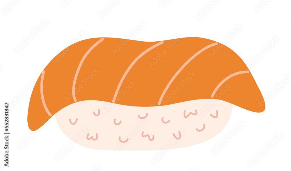 Nigiri sushi with salmon. Traditional Japanese food. Rice with raw fish ...