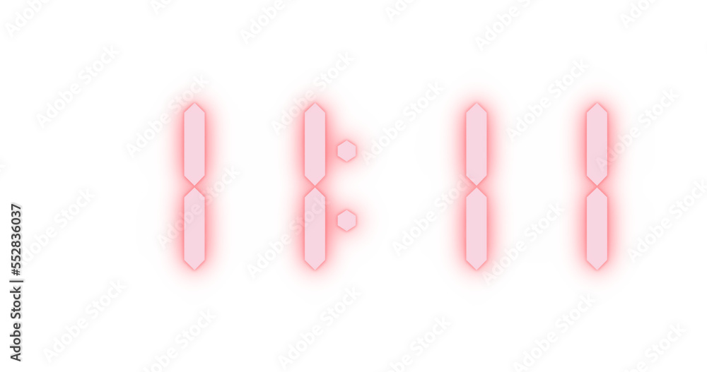 close up 80s retro style digital clock face displaying magical number ...