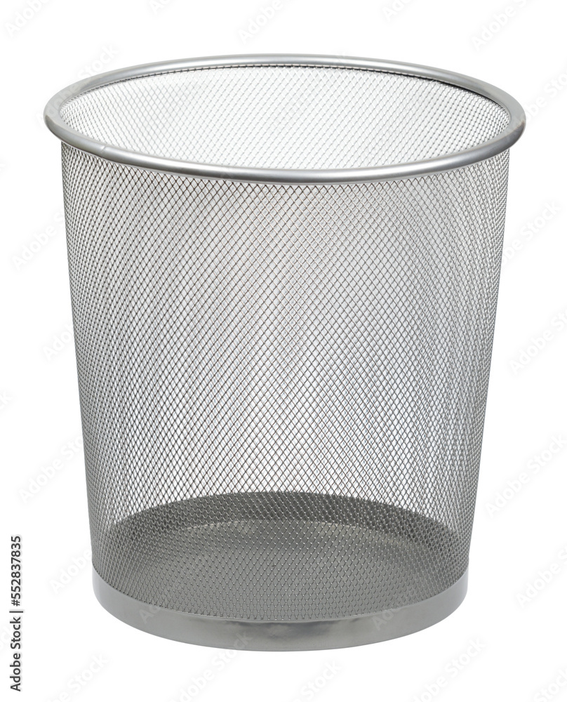 Empty metallic mesh trash bin, PNG isolated on transparent background ...