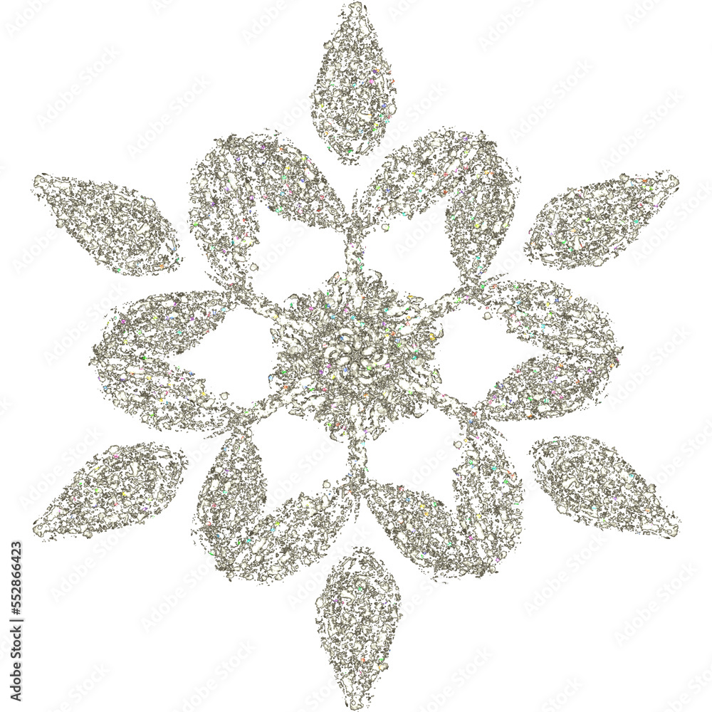 Silver glitter hand-drawn snowflake Stock Illustration | Adobe Stock