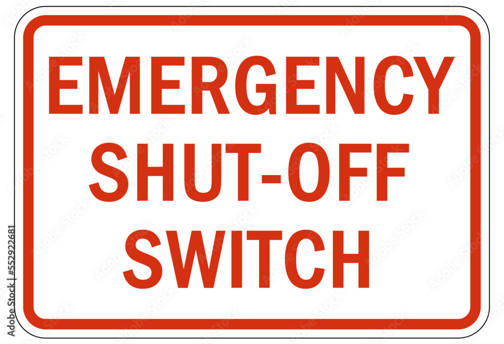 Electrical emergency shut off sign and label emergency shut off switch ...