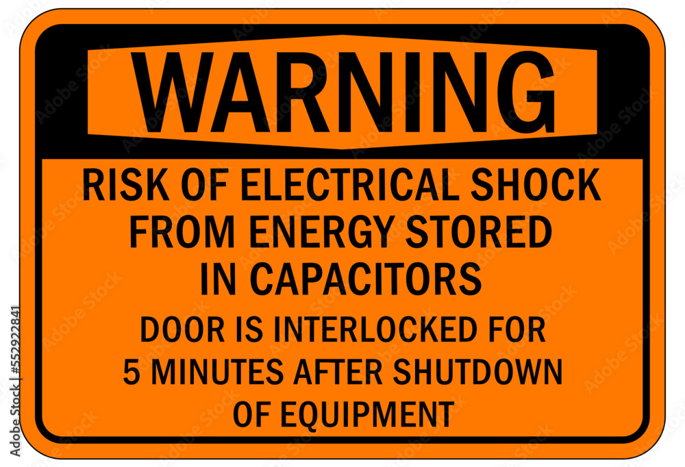 Electrical equipment warning sign and label risk of electrical shock ...