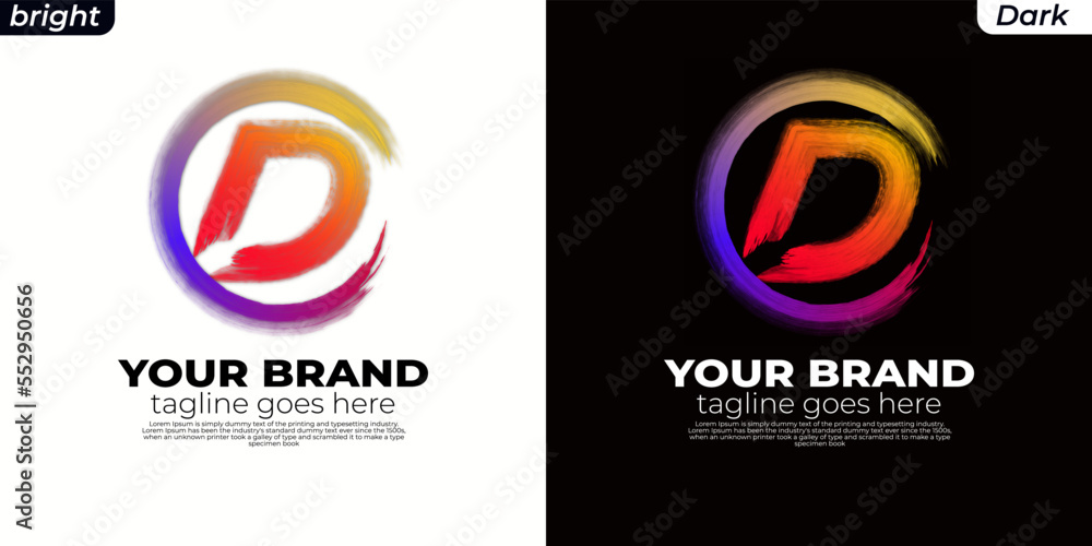 logo Brush initial D, CD, DC, DO, OD, circle D ,Round spiral. Wavy ...