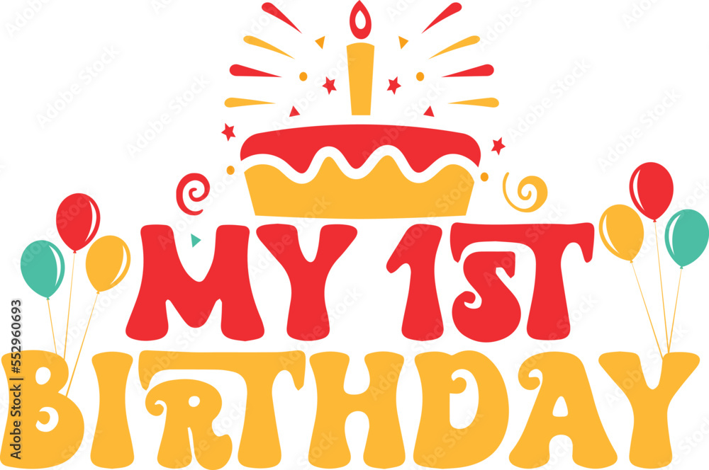 my first birthday cake and candle vector file, ready for tshirt print ...