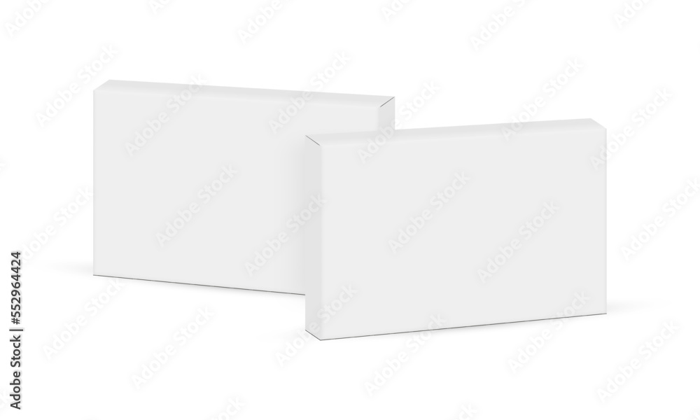 Rectangular Thin Medical Packaging Boxes, Side View, Isolated on White ...