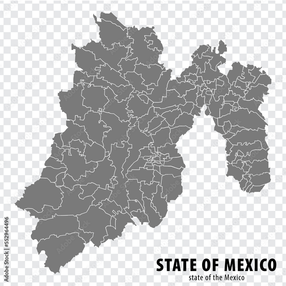 State of Mexico map on transparent background. Blank map of Edomex with ...