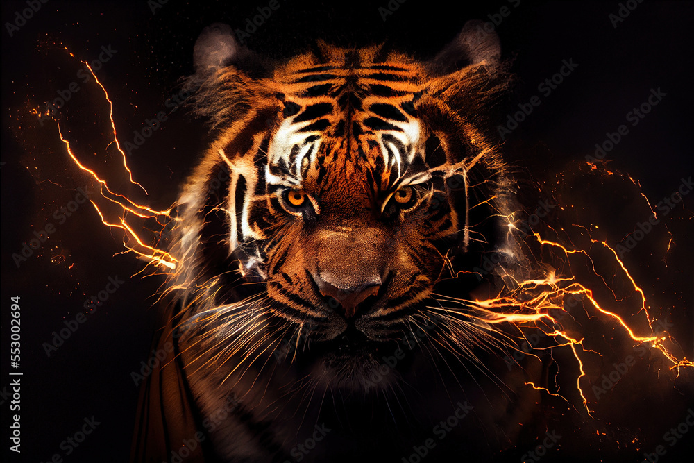 lightning tiger portrait Stock Illustration | Adobe Stock