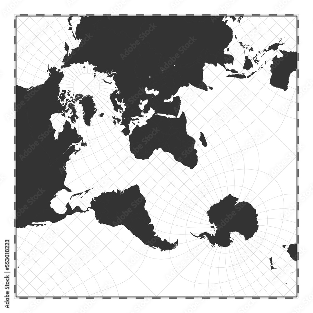 Vector world map. Peirce quincuncial projection. Plan world ...