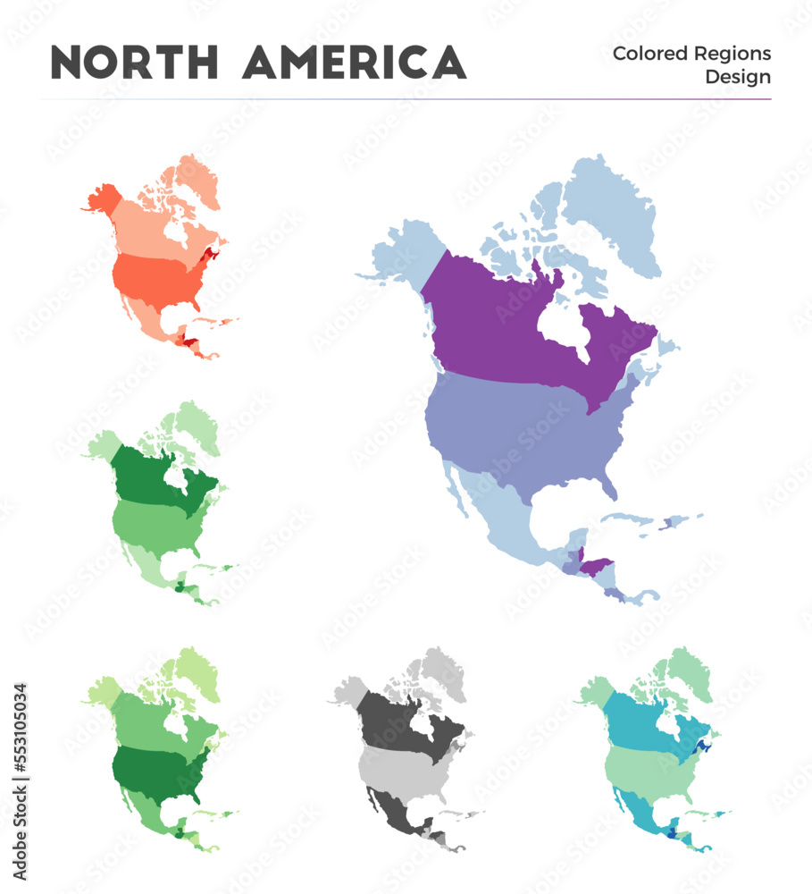 North America map collection. Borders of North America for your ...