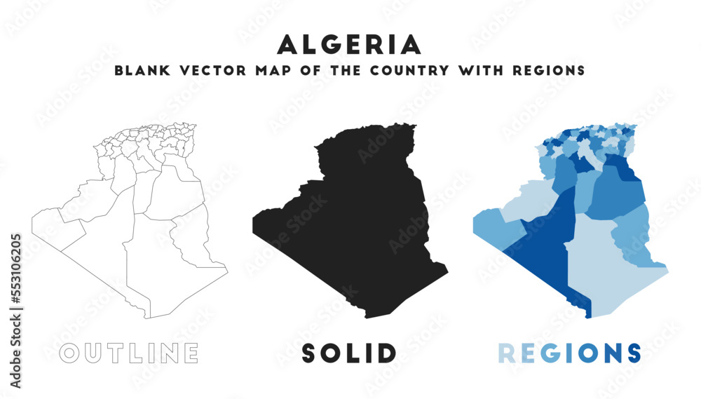 Algeria map. Borders of Algeria for your infographic. Vector country ...