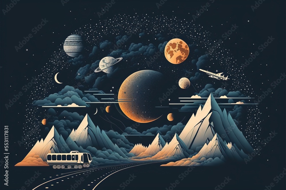 Vector graphics of a moon landscape Stock Illustration | Adobe Stock