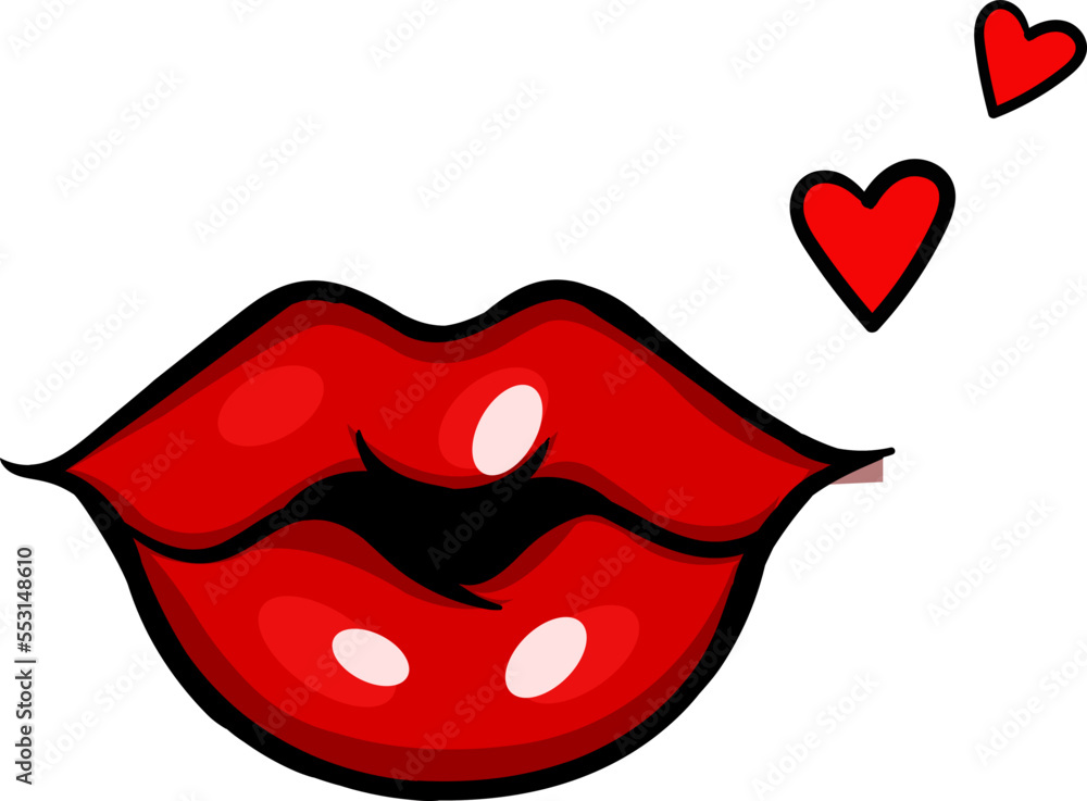 Sexy lips comic style big red lips female open mouth Vector ...