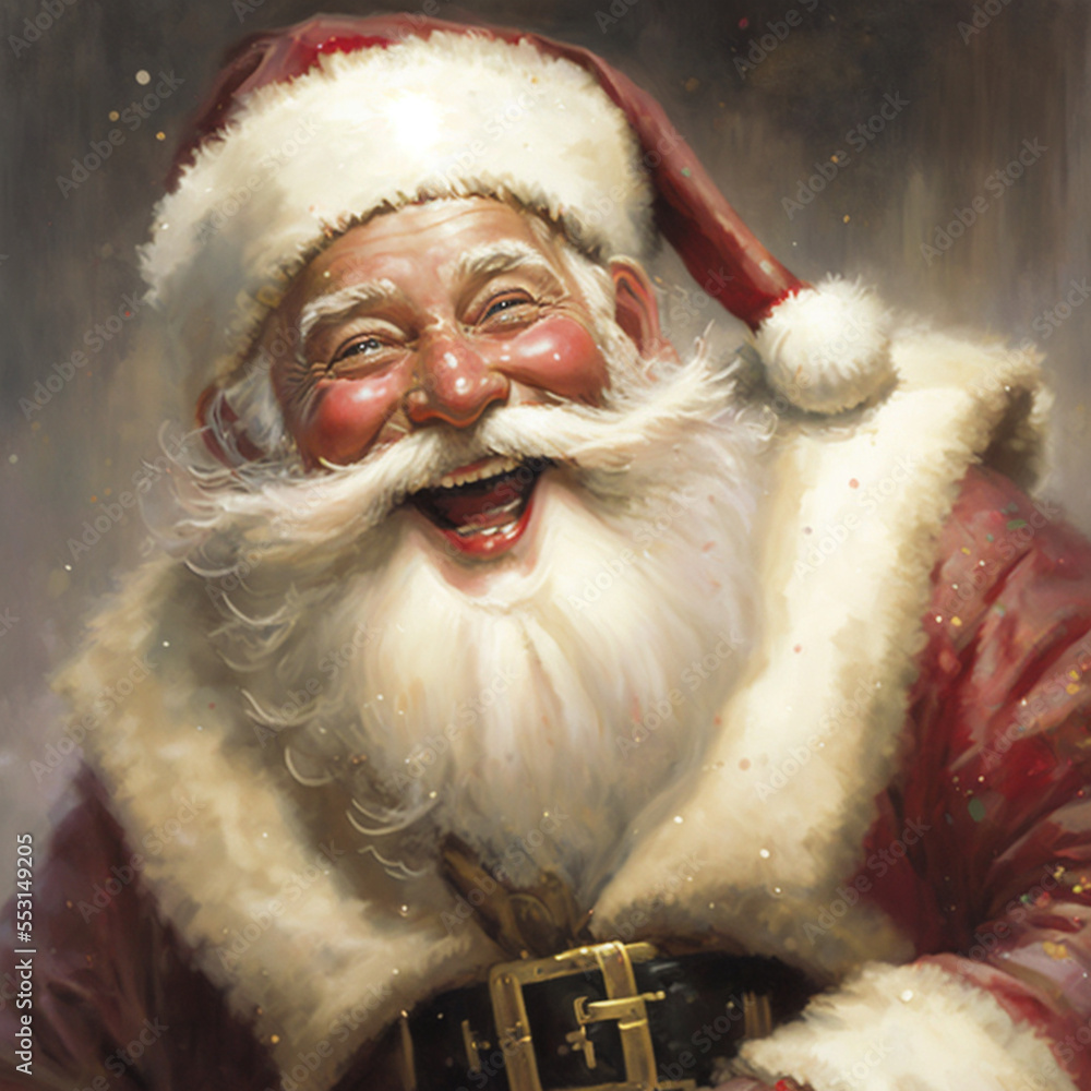 Illustration of jolly Santa Claus, digital art Stock Illustration ...
