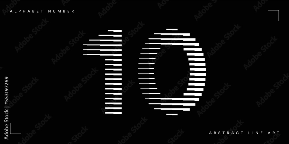 Number 10 with Abstract Line Pattern Stock Vector | Adobe Stock
