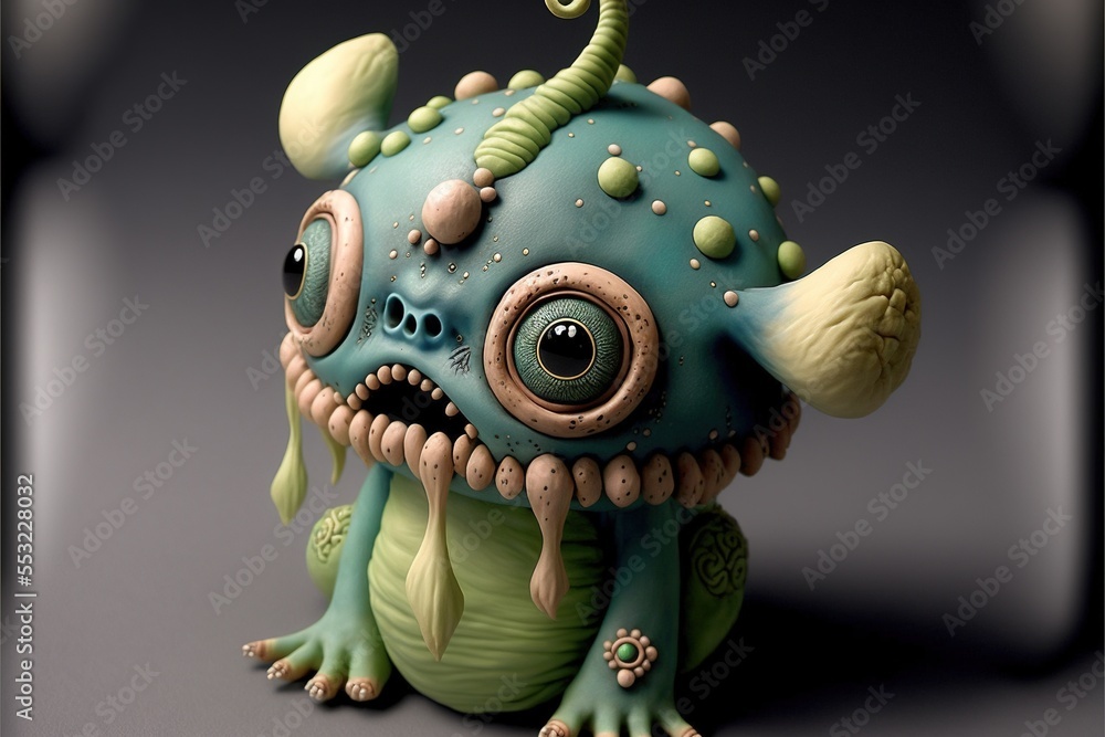 Cute baby alien creature toy Generative AI Stock Illustration | Adobe Stock