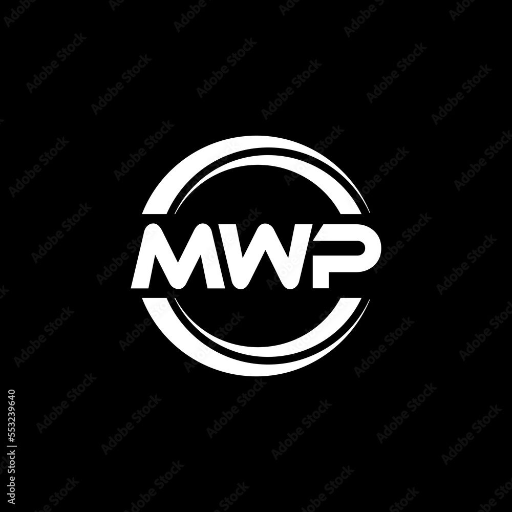 MWP letter logo design with black background in illustrator, vector ...
