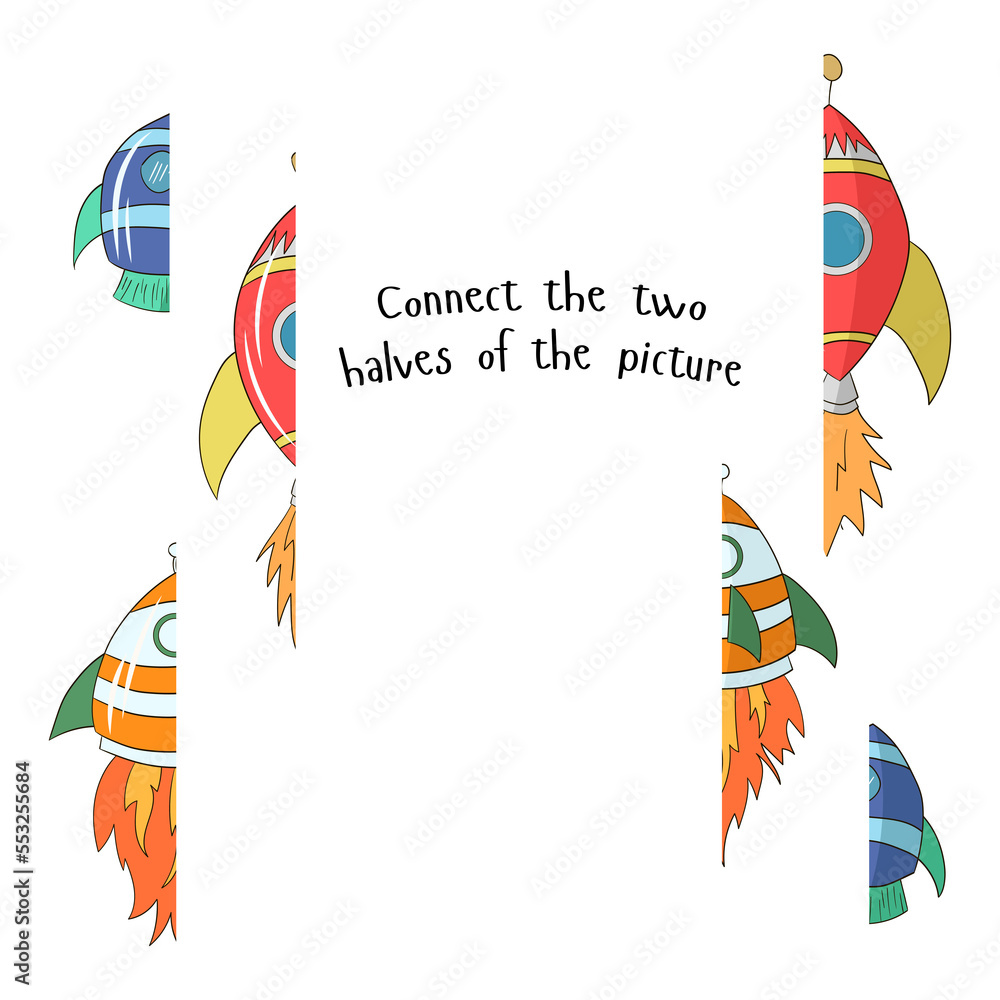Educational game connect two parts of picture PNG illustration with ...