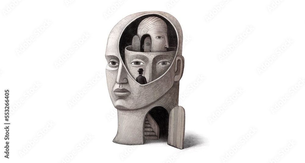 Conceptual art of think, brain mind, mental health, spiritual, soul and ...