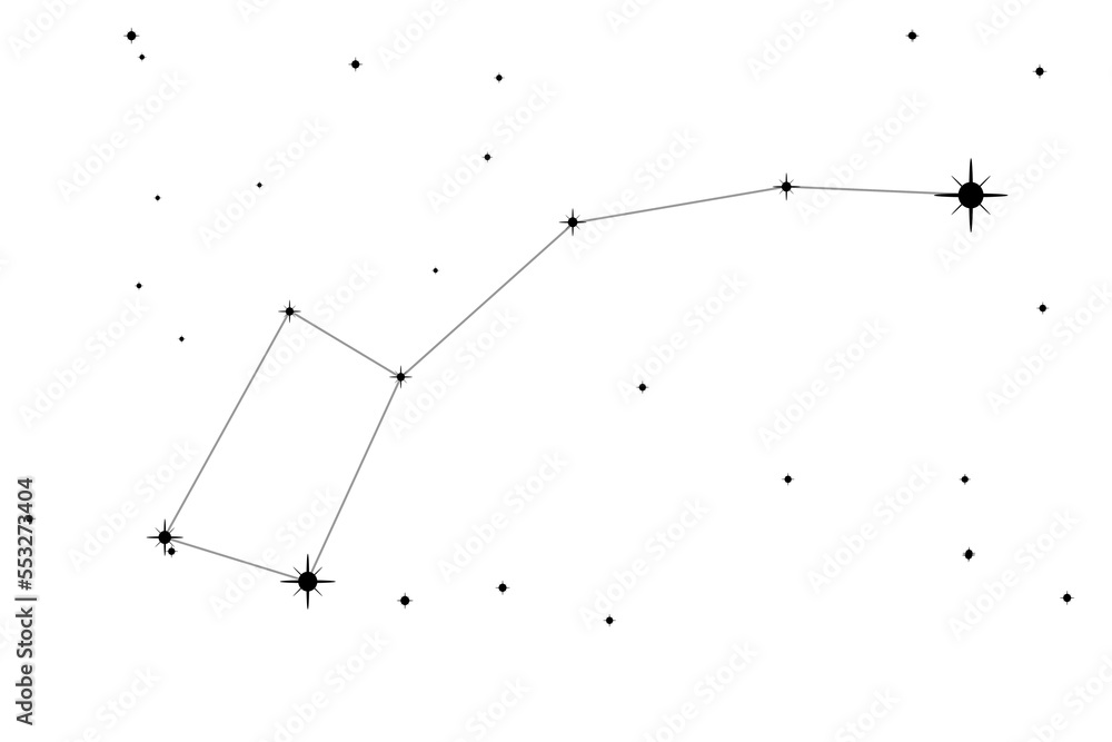 Simple astronomical illustration of the asterism Little Dipper ...