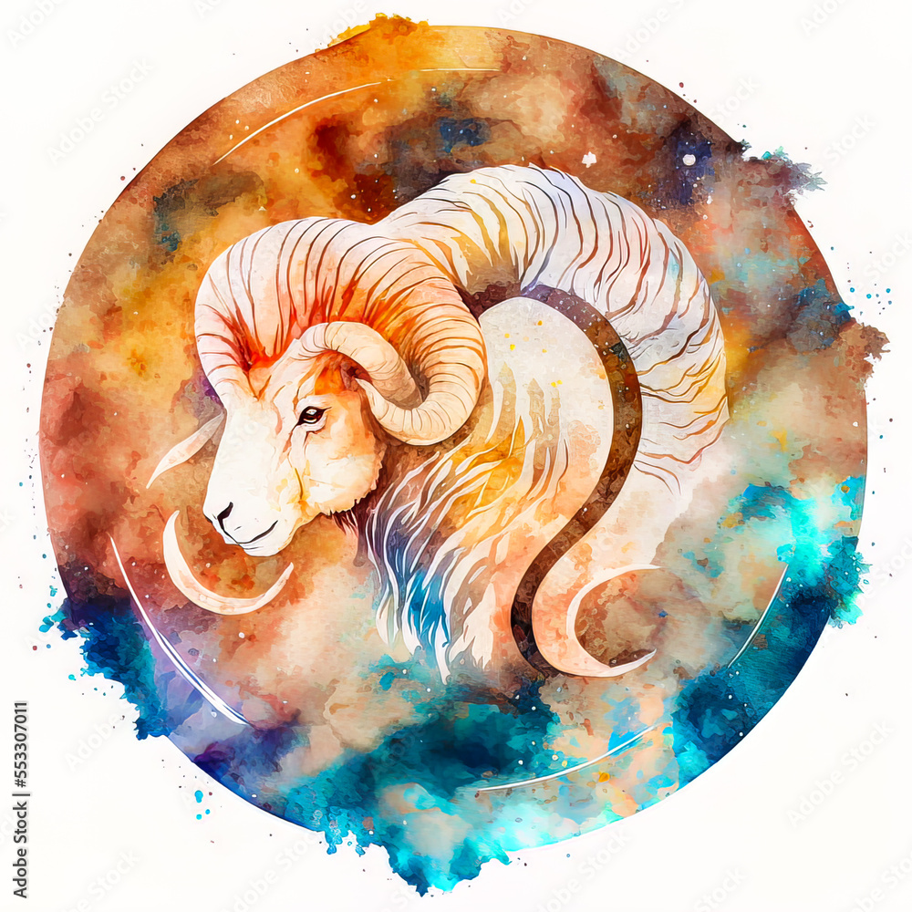 Aries astrology symbol in a soft, pastel-colored circular icon against ...