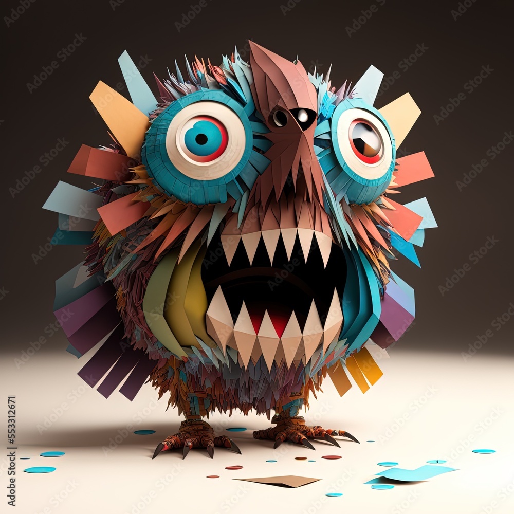 Stock-Illustration „Funny ball Monster with many eyes Face. Generative ...