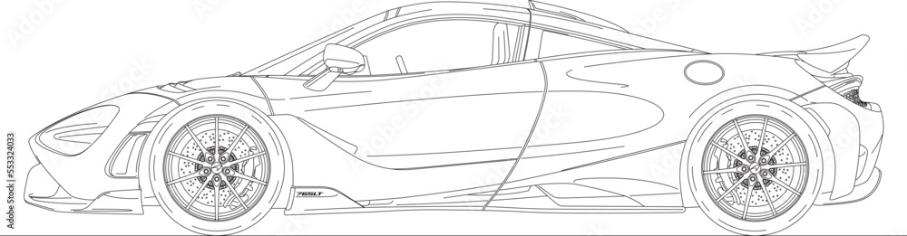 United Kingdom, year 2020, McLaren 765LT supercar coupe, outlined on ...