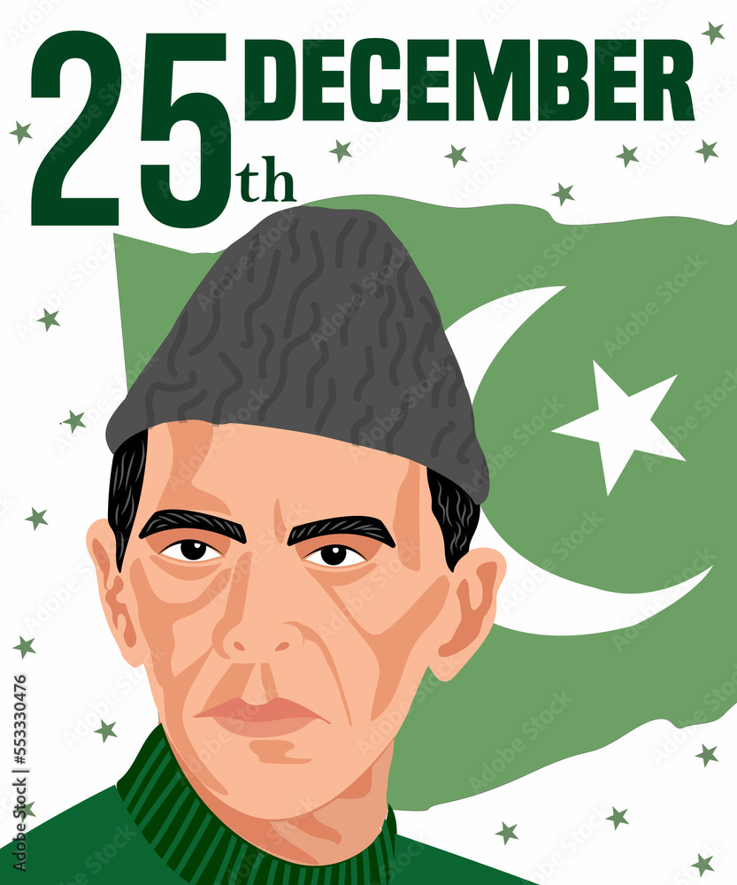 Quaid e Azam Muhammad Ali Jinnah poster Stock Illustration | Adobe Stock