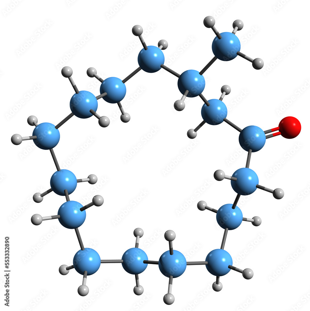 3D image of Muscone skeletal formula - molecular chemical structure of ...