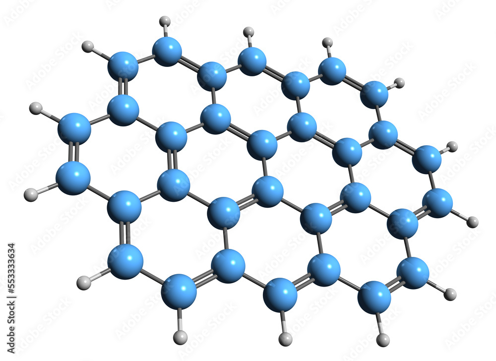 3D image of Ovalene skeletal formula - molecular chemical structure of ...