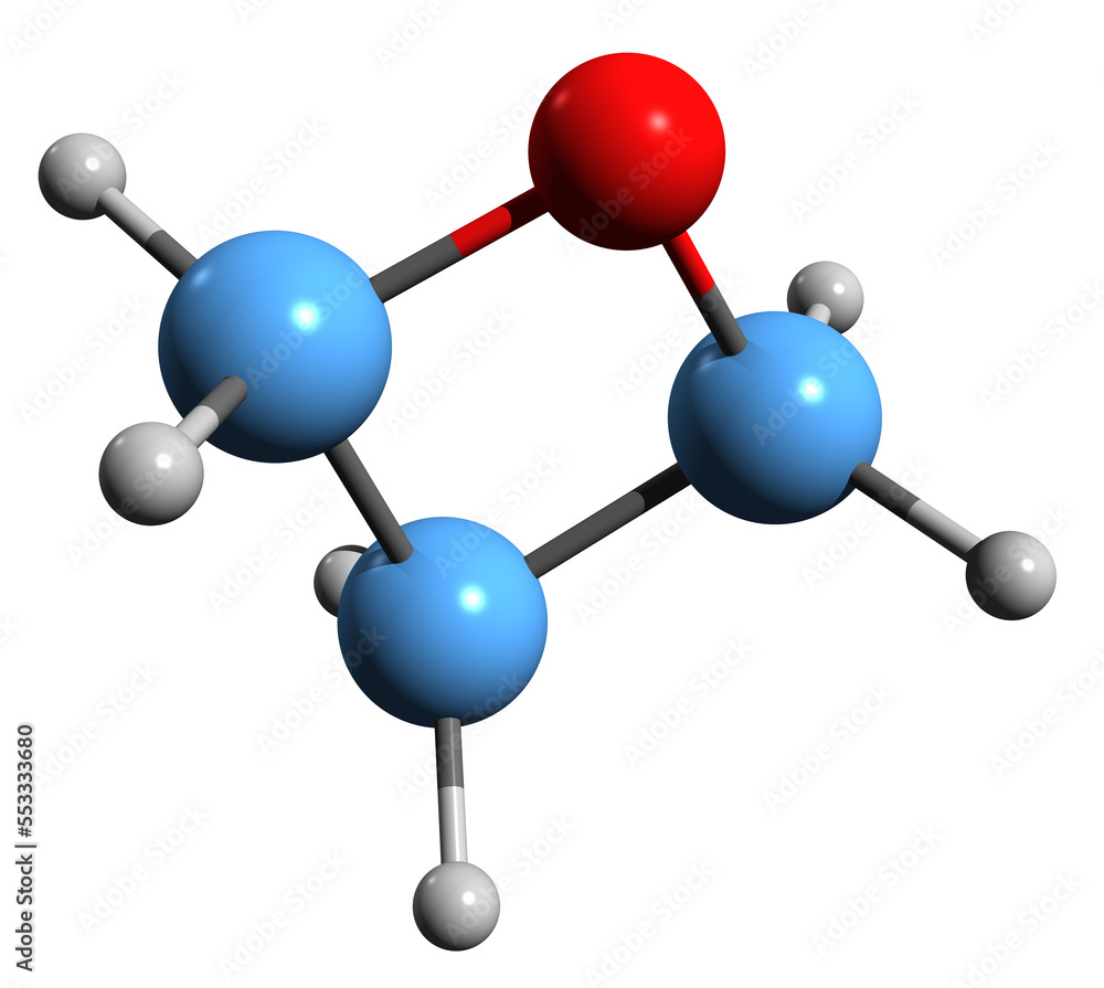 Stock-Illustration „ 3D image of Oxetane skeletal formula - molecular ...