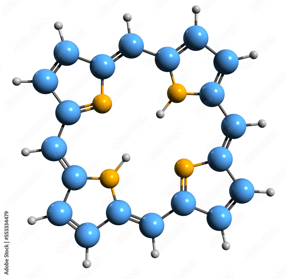 3D image of Porphyrin skeletal formula - molecular chemical structure ...