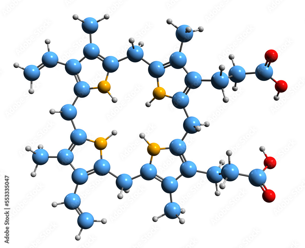 3D image of Protoporphyrinogen IX skeletal formula - molecular chemical ...