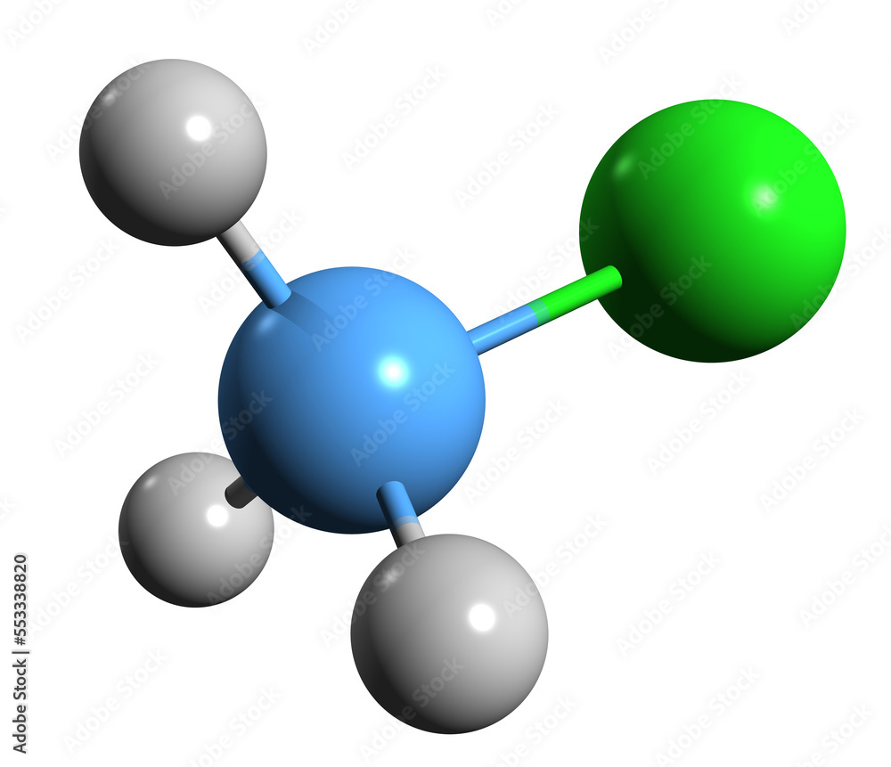 3D image of Chloromethane skeletal formula - molecular chemical ...