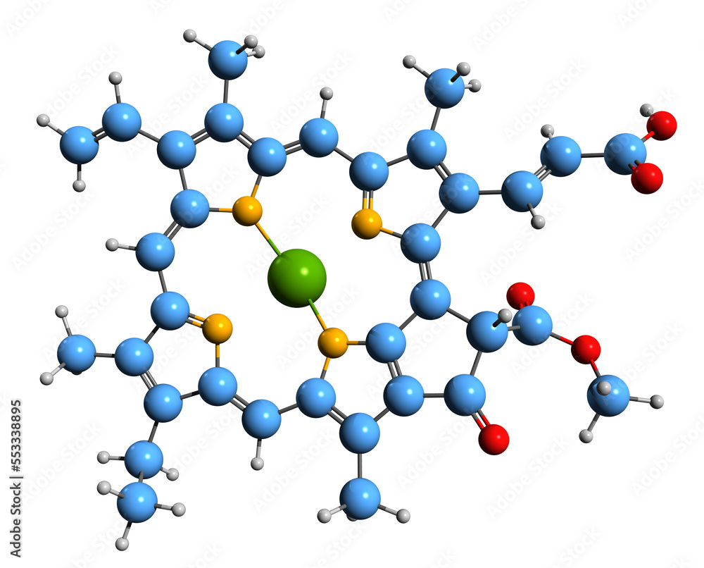 3D image of Chlorophyll c1 skeletal formula - molecular chemical ...