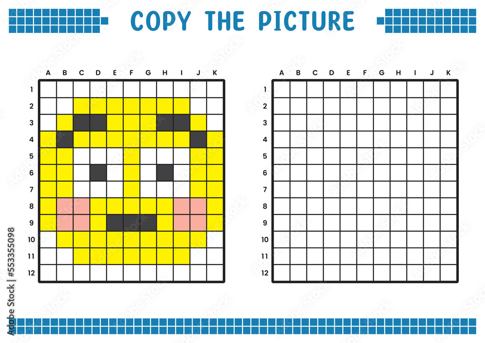 Copy the picture, complete the grid image. Educational worksheets ...