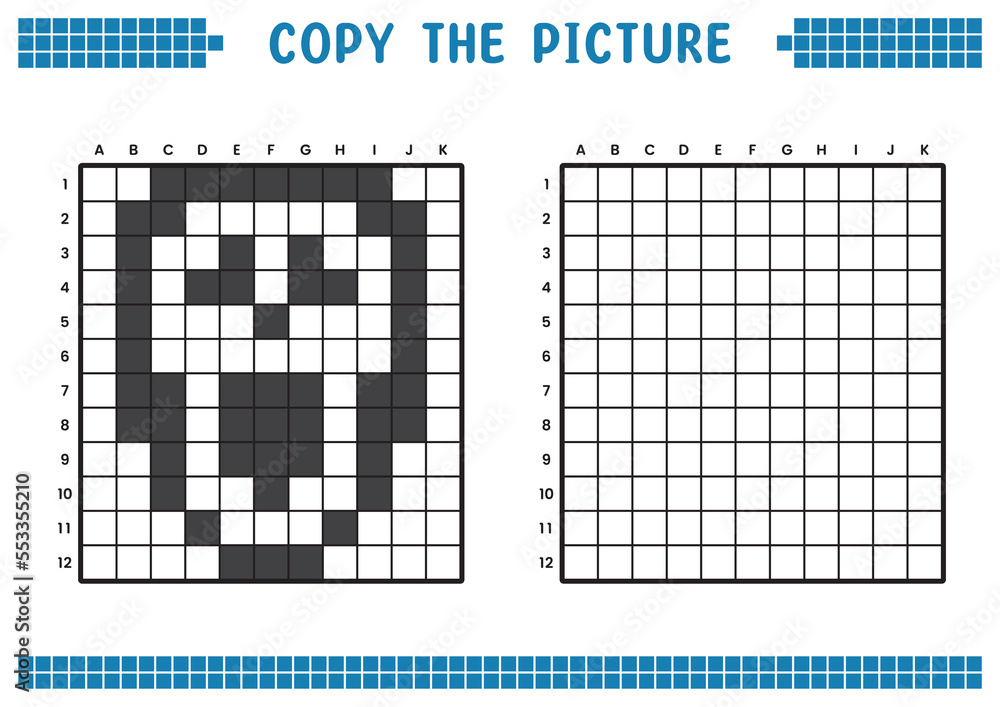 Copy the picture, complete the grid image. Educational worksheets ...