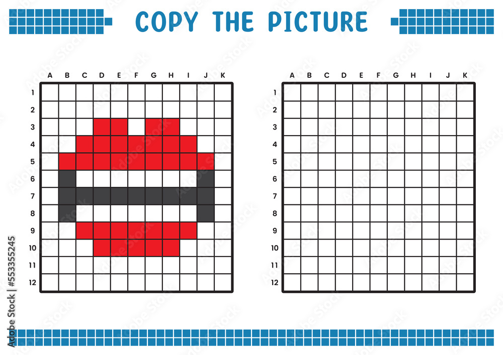 Copy the picture, complete the grid image. Educational worksheets ...