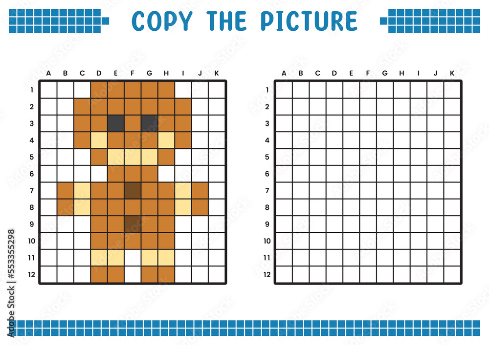 Copy the picture, complete the grid image. Educational worksheets ...