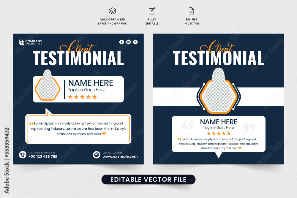 Minimal client testimonial feedback layout design with creative shapes ...
