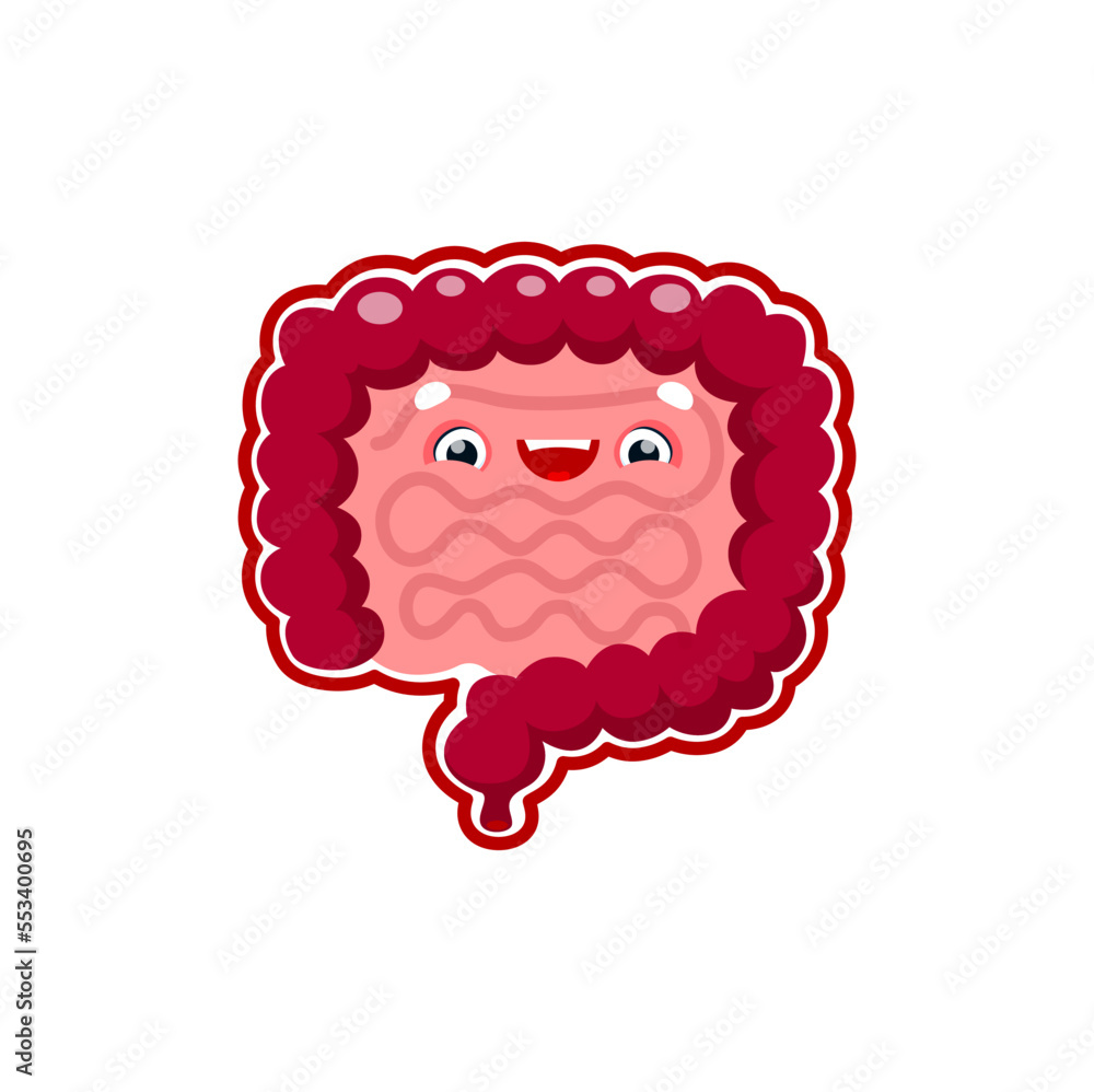 Cartoon gut human body organ character. Vector gastrointestinal system ...