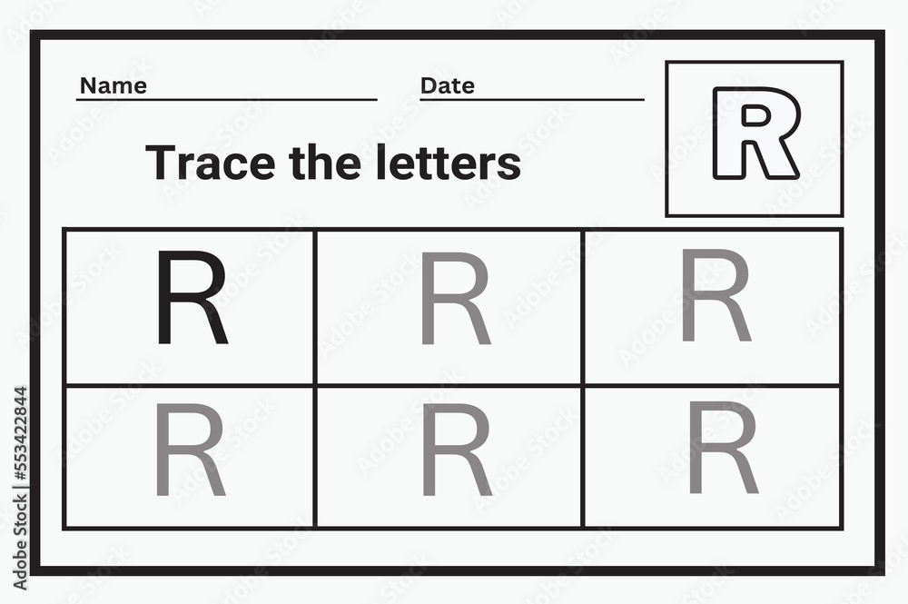 Alphabet tracing worksheet. A-Z writing pages. Letter R. uppercase and ...