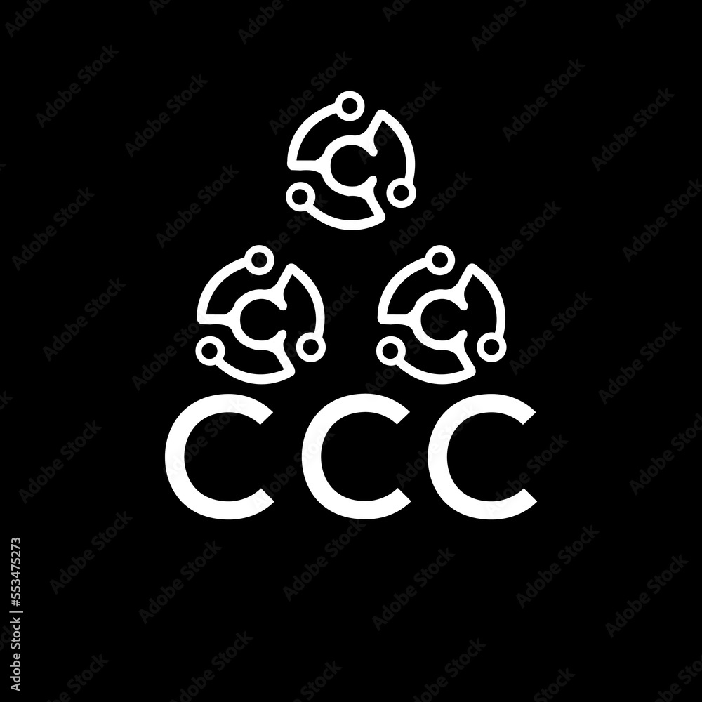 CCC letter logo. CCC best black background vector image. CCC Monogram ...