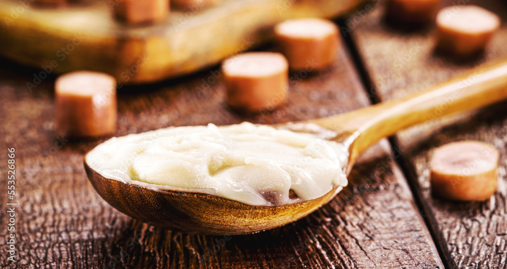 spoon with lard, pork fat used as a cooking ingredient in brazil Stock ...