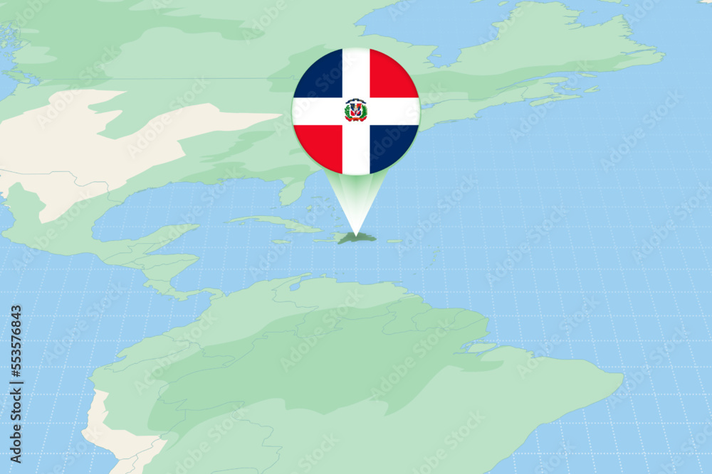 Vector de Stock Map illustration of Dominican Republic with the flag ...